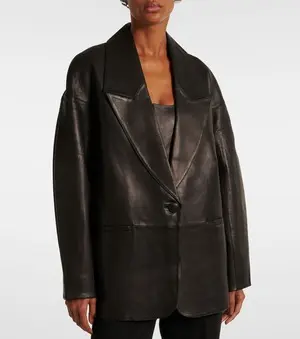 THE SEI Slouchy Leather Blazer