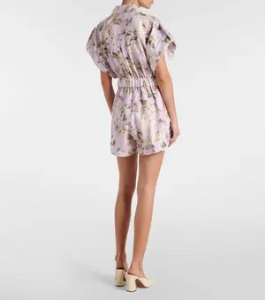Zimmermann Acacia Floral Linen Playsuit