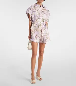 Zimmermann Acacia Floral Linen Playsuit