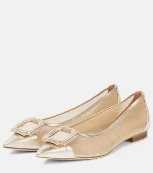 MALONE SOULIERS Lina Crystal-embellished Ballet Flats - Silver