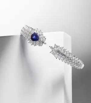 Yeprem 18kt White Gold Diamond And Sapphire Bangle