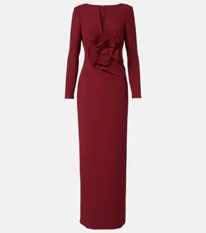 Roland Mouret Floral-applique Crepe Gown
