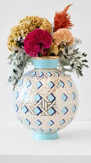 Jonathan Adler Basket Weave Round Vase