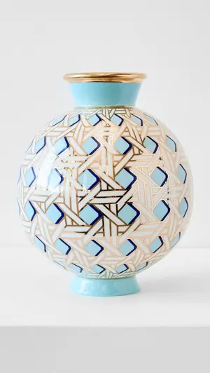 Jonathan Adler Basket Weave Round Vase