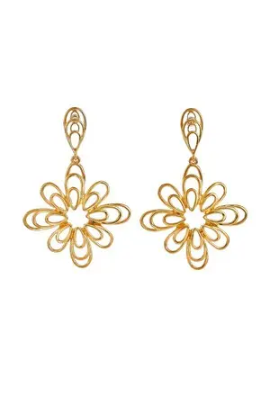 KENNETH JAY LANE Tone Flower Drop Earrings - Gold