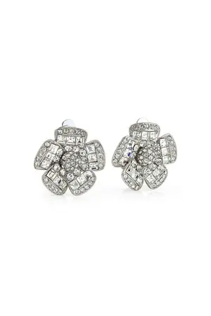 KENNETH JAY LANE Kenneth Jay Lane Crystal Flower Clip-On Earrings