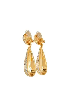 KENNETH JAY LANE Ribbed Button Clip On Drop Earrings