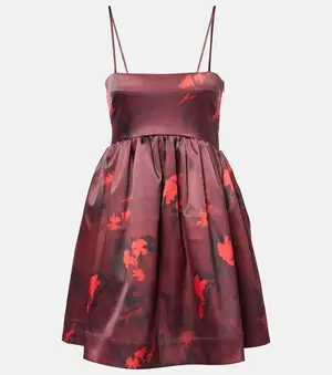 GANNI Floral Satin Mini Dress - Multicoloured