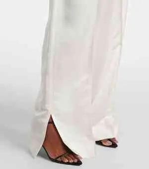 JIL SANDER High-rise Wide-leg Satin Pants - White