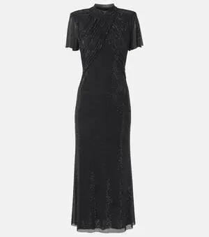 SELF-PORTRAIT Rhinestone-embellished Midi Dress