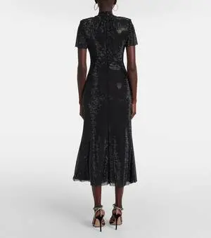 SELF-PORTRAIT Rhinestone-embellished Midi Dress