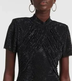 SELF-PORTRAIT Rhinestone-embellished Midi Dress