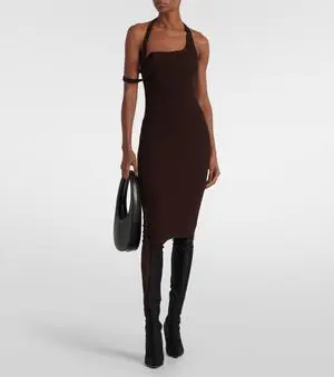COURREGES Courrèges Undressed Ribbed-knit Midi Dress - Black