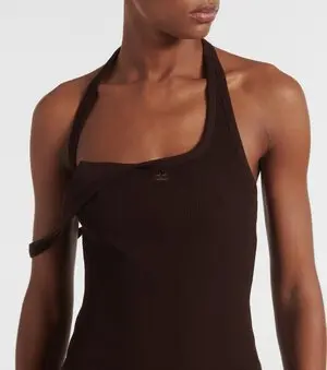 COURREGES Courrèges Undressed Ribbed-knit Midi Dress - Black