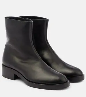 Co Leather Ankle Boots With Side Zip
