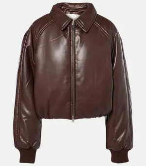 AGOLDE X Shoreditch Ski Club Tate Faux Leather Bomber Jacket - Brown