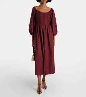 Faithfull The Brand Alma Gathered Cotton Maxi Dress