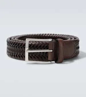 Rubinacci Woven Leather Belt - Brown