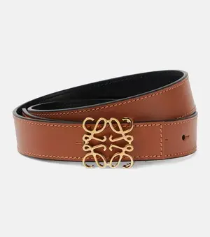 Loewe Anagram Reversible Leather Belt - Brown