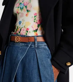 Loewe Anagram Reversible Leather Belt - Brown