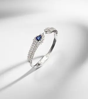 Yeprem 18kt White Gold Diamond And Sapphire Bangle