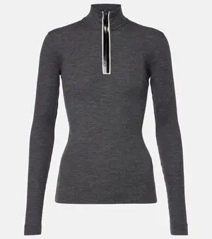 Brunello Cucinelli Ribbed-knit Wool Half-zip Sweater - Grey