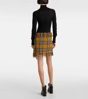 Burberry Check Wool And Cashmere Miniskirt - Green