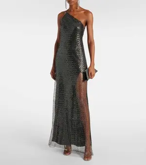 THE SEI Sequined One-shoulder Gown