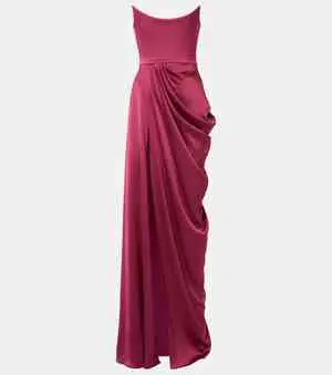 Alex Perry Draped Bustier Gown - Red