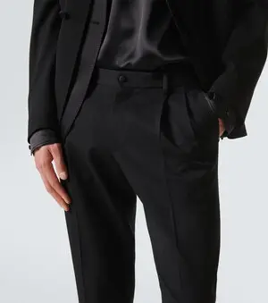 Dolce & Gabbana Wool-blend Gabardine Tuxedo Pants - Black