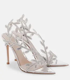 GIANVITO ROSSI Flavia 105 Embellished Mirrored Leather Sandals - Silver