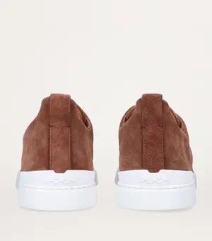Zegna Triple Stitch Suede Sneakers - Beige