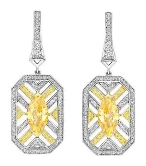 BOODLES Platinum, Yellow Gold And Diamond Fifth Avenue Drop Earrings - Silver