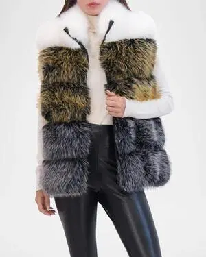 Theia Fox-like Faux Fur Vest
