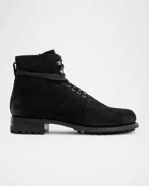 John Varvatos John Varvatos Moto Suede Work Boots - Mineral Black