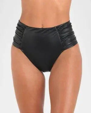 L & Apos;AGENCE L'agence Luxe Leather Vanessa High-waist Bikini Bottom