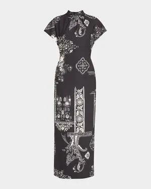 Lela Rose Lela Rose Stella Printed Maxi Dress - Black