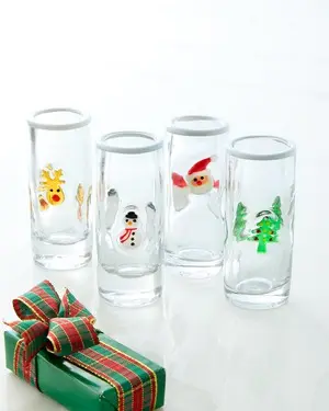 Neiman Marcus Holiday Shot Glasses, Set Of 4 - Multi
