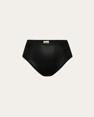 L'AGENCE Luxe Leather Vanessa Bikini Bottom - Black