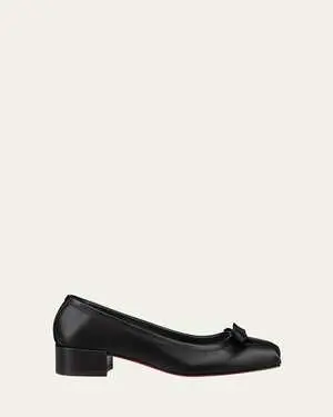 CHRISTIAN LOUBOUTIN Mamaflirt Leather Red Sole Ballerina Pumps - Black