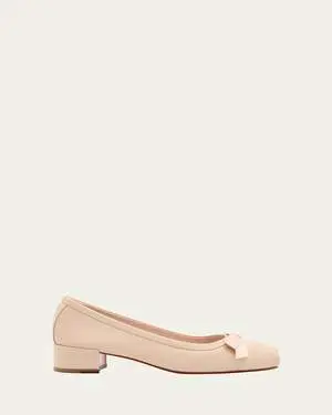 CHRISTIAN LOUBOUTIN Mamaflirt Leather Red Sole Ballerina Pumps - Leche