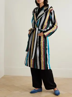 Missoni Curt Hooded Striped Cotton-terry Robe