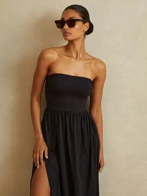 REISS Yara Removable Strap Jersey Beach Midi Dress
