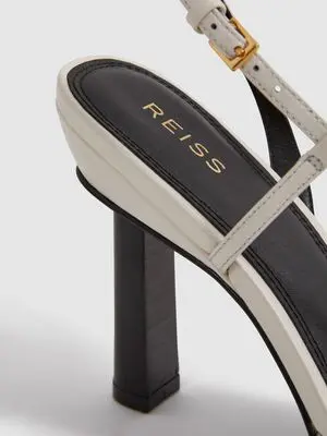 REISS Joy Leather Block Heels