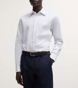 BOSS Cotton Striped Slim Shirt - Blue