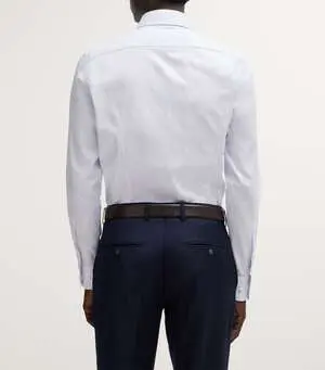 BOSS Cotton Striped Slim Shirt - Blue