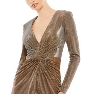 Mac Duggal Front Twist V-neck Gown
