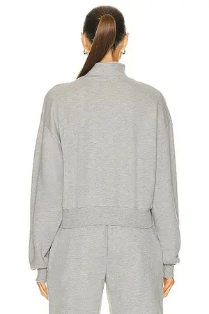 Eterne Cropped Half Zip Sweatshirt - Heather Grey