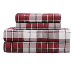TRULY SOFT Holiday Plaid King Flannel Sheet Set