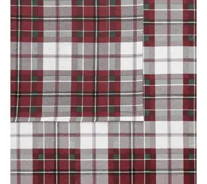TRULY SOFT Holiday Plaid Queen Flannel Sheet Se T